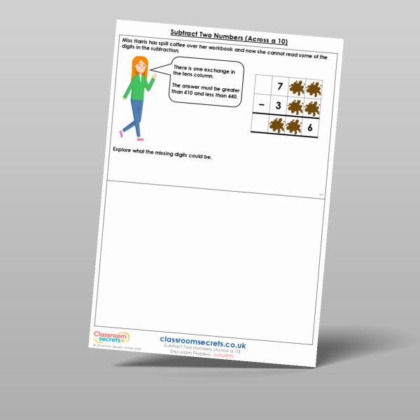 Year 3 Subtract Two Numbers Across A 10 Discussion Problem Resource ...