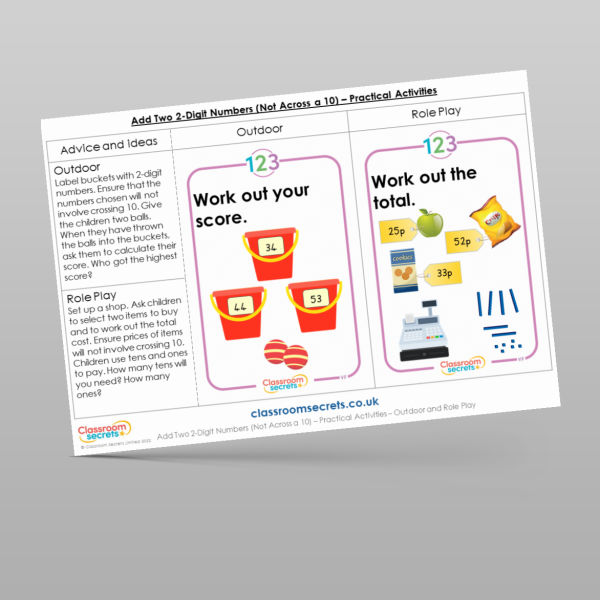 Year 2 Add Two 2 Digit Numbers Not Across A 10 Practical Activities ...
