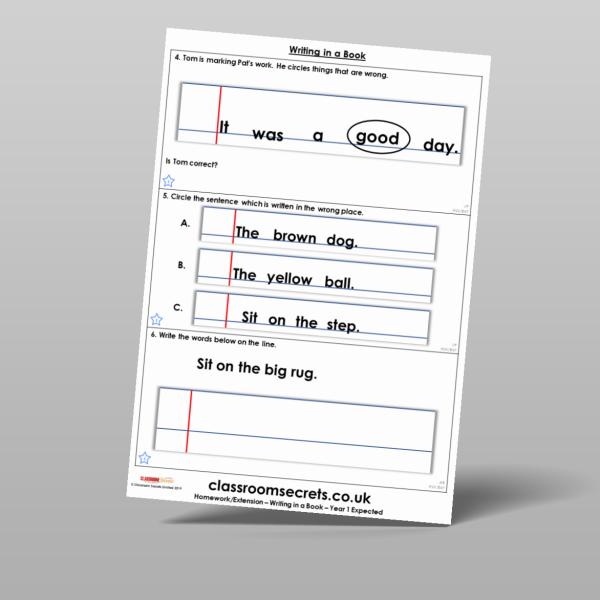 Year 1 Writing In A Book Homework Resource | Classroom Secrets