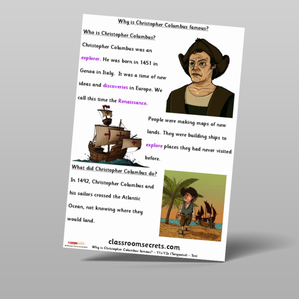 KS1 Why Is Christopher Columbus Famous Turquoise Guided Reading Pack ...