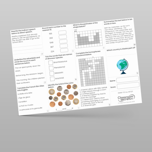 Year 5 Early Morning Work Autumn Week 1 Resource | Classroom Secrets