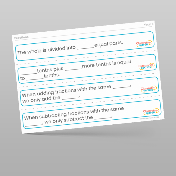 Year 3 Fractions Stem Sentences Resource | Classroom Secrets