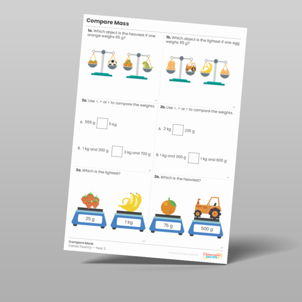 Year 3 Compare Mass Varied Fluency 2 Resource | Classroom Secrets
