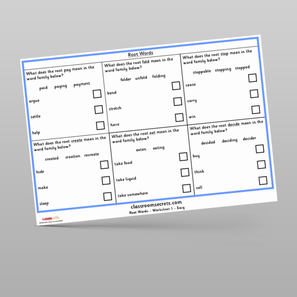 KS2 Root Words Test Practice Resource | Classroom Secrets