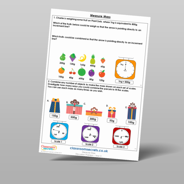 Year 3 Measure Mass Discussion Problem Resource | Classroom Secrets