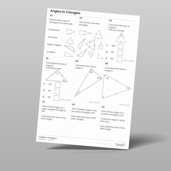 Year 6 Angles In Triangles Fluency Matrix Resource | Classroom Secrets