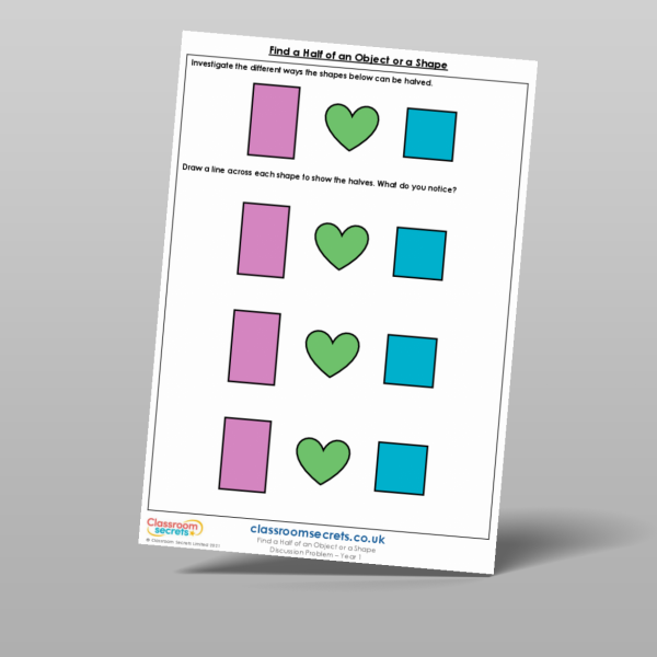 Year 1 Find A Half Of An Object Or A Shape Discussion Problem Resource ...
