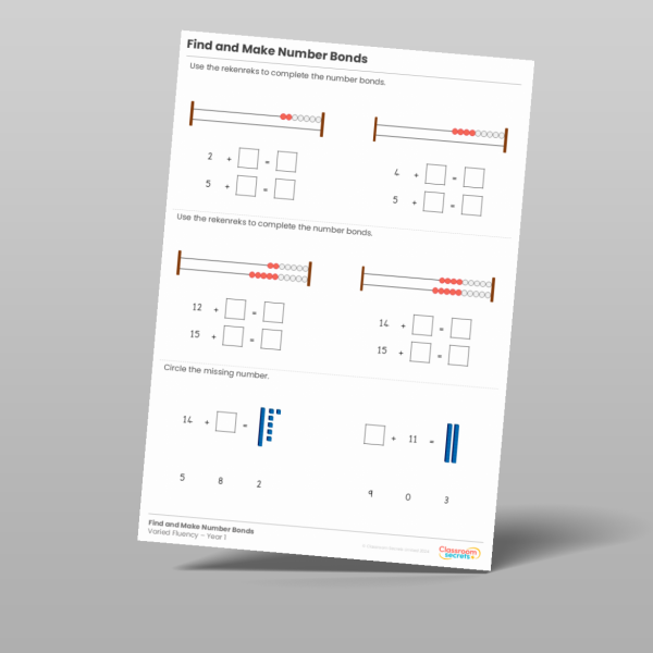 Year 1 Find And Make Number Bonds Varied Fluency Resource | Classroom ...