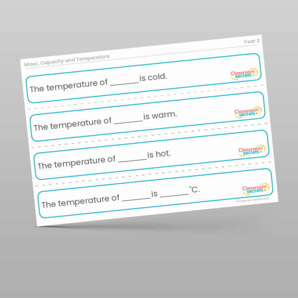 Year 2 Mass Capacity And Temperature Stem Sentences Resource ...