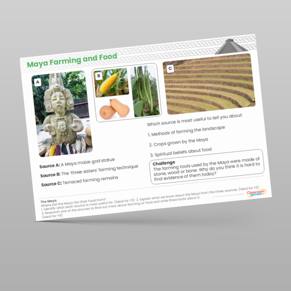 LKS2 The Maya Where Did The Maya Get Their Food From Worksheet Resource ...