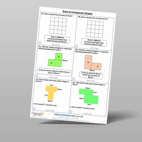 Year 5 Area Of Compound Shapes Reasoning And Problem Solving Resource ...