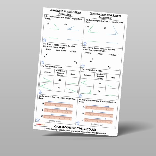 Year 5 Drawing Lines And Angles Accurately Varied Fluency Resource | Classroom Secrets