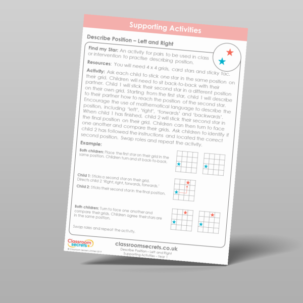 Year 1 Describe Position Forwards And Backwards Supporting Activity ...