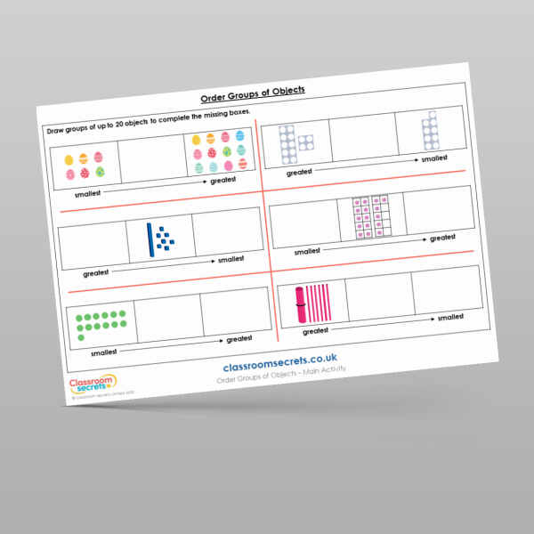 Year 1 Order Groups Of Objects Main Activity Resource | Classroom Secrets