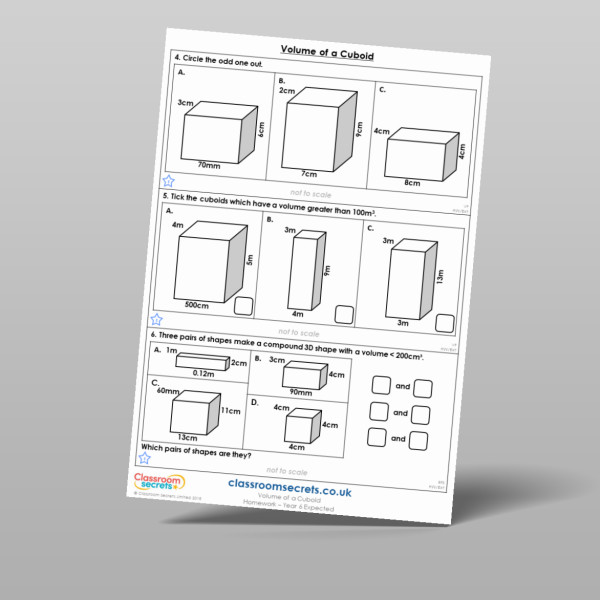 Year 6 Volume Of A Cuboid Homework Resource | Classroom Secrets