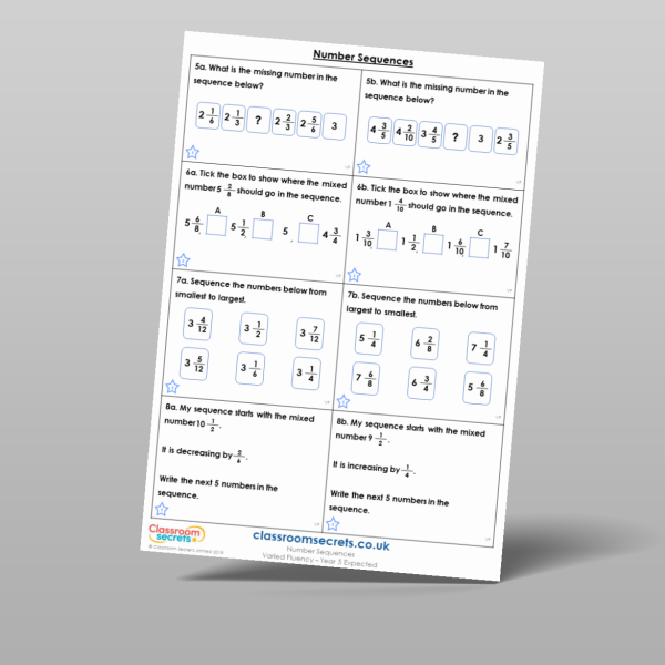 Year 5 Number Sequences Varied Fluency Resource | Classroom Secrets