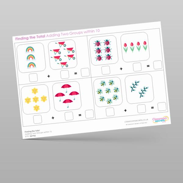 Eyfs Find The Total Of Two Groups Within 10 Learning Activity Resource ...