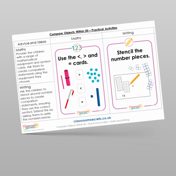 Year 1 Compare Objects Within 50 Practical Activities Resource ...