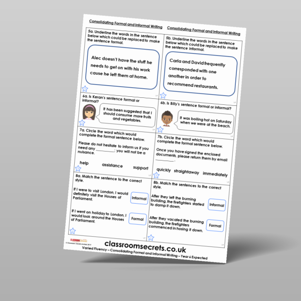 Year 6 Consolidating Formal And Informal Writing Varied Fluency ...