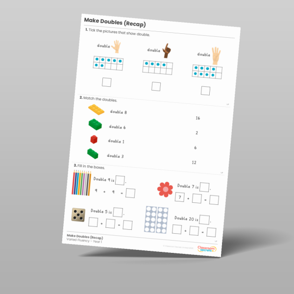 Year 1 Make Doubles Recap Varied Fluency Resource | Classroom Secrets