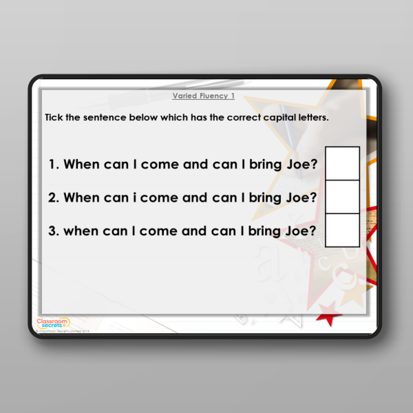 Year 1 Capital Letters At The Start Of Sentences And I Modelling Ppt ...