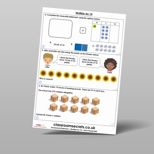 Year 4 Multiply By 10 Homework Resource | Classroom Secrets