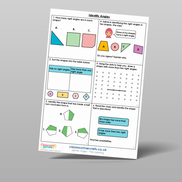 Year 4 Identify Angles Prior Learning Resource | Classroom Secrets