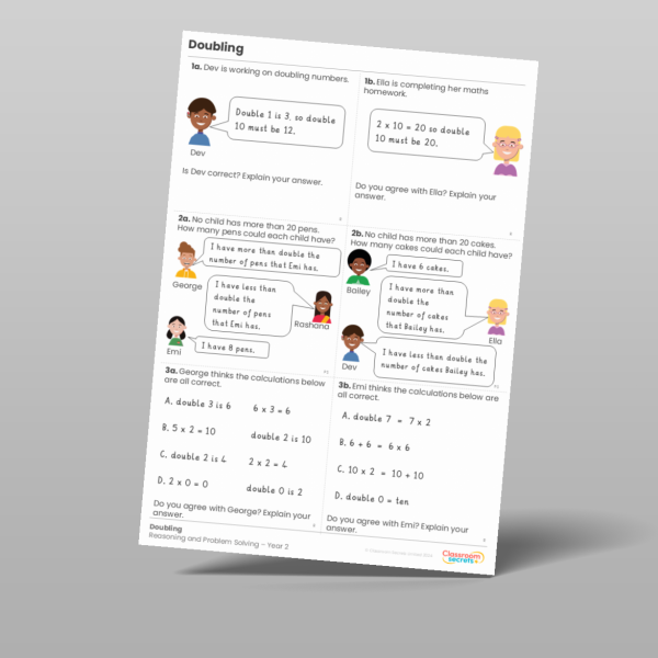 Year 2 Doubling Reasoning And Problem Solving Resource | Classroom Secrets