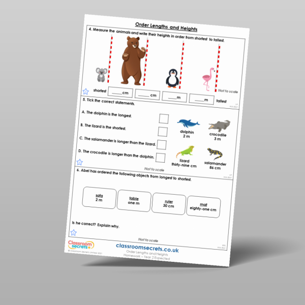 Year 2 Order Lengths And Heights Homework Resource | Classroom Secrets