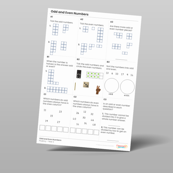 Odd and Even Numbers Fluency Matrix Resource | Classroom Secrets