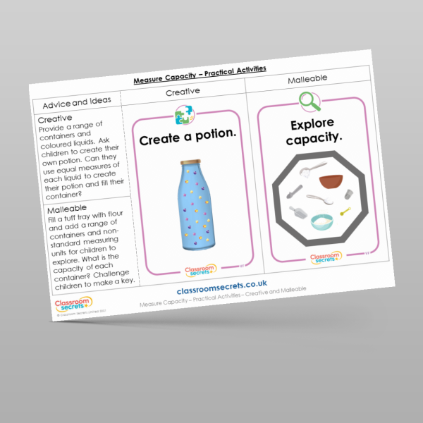Year 1 Measure Capacity Practical Activities Resource | Classroom Secrets