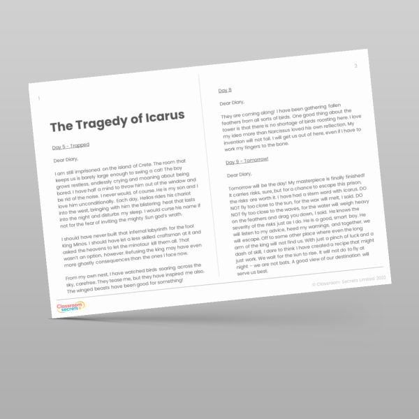 Year 4 Reading Skills The Tragedy Of Icarus Resource | Classroom Secrets