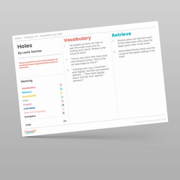 UKS2 Reading Skills Holes Chapter 19 Resource | Classroom Secrets