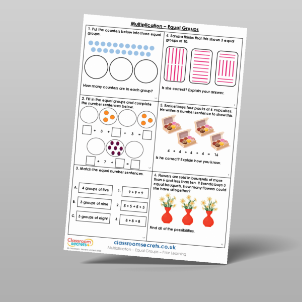 Year 3 Multiplication Equal Groups Prior Learning Resource | Classroom Secrets