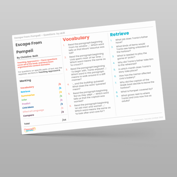 LKS2 Reading Skills Escape From Pompeii Resource | Classroom Secrets