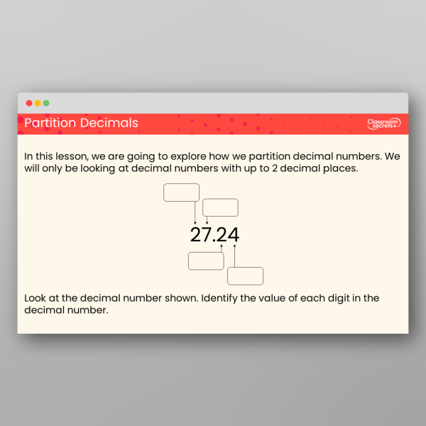 Year 4 Partition Decimals Teaching Ppt Resource | Classroom Secrets