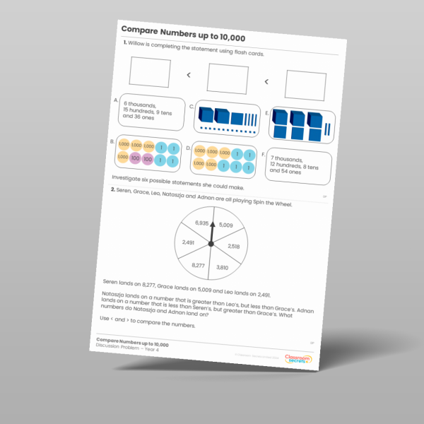 Year 4 Compare Numbers Up To 10 000 Discussion Problem Resource ...