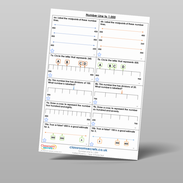 Year 3 Number Line To 1 000 Varied Fluency Resource | Classroom Secrets