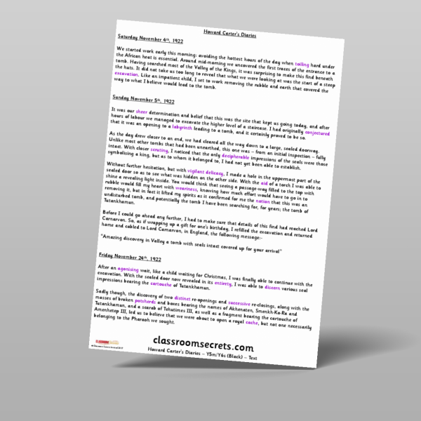 KS2 Howard Carter S Diaries Black Guided Reading Pack Resource ...