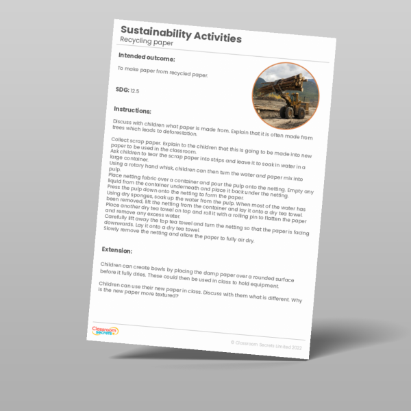 KS1 Recycling Paper Practical Sustainability Activity Resource ...