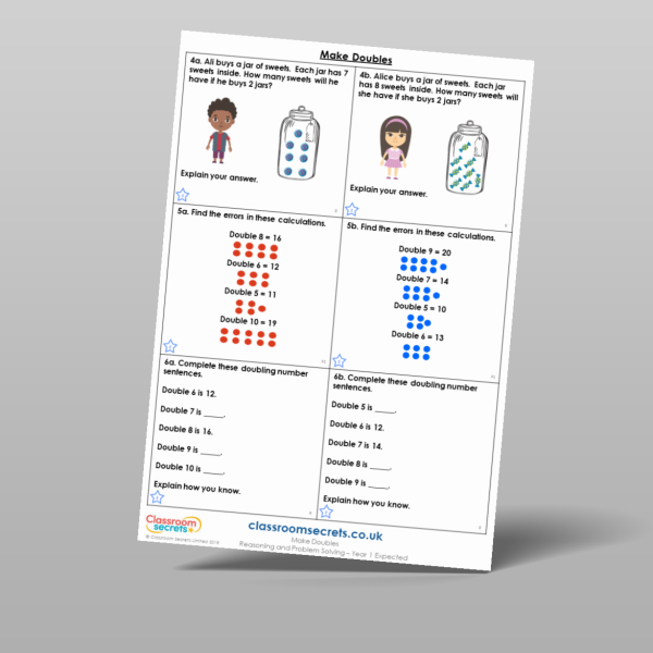 Year 1 Make Doubles Reasoning And Problem Solving Resource | Classroom Secrets
