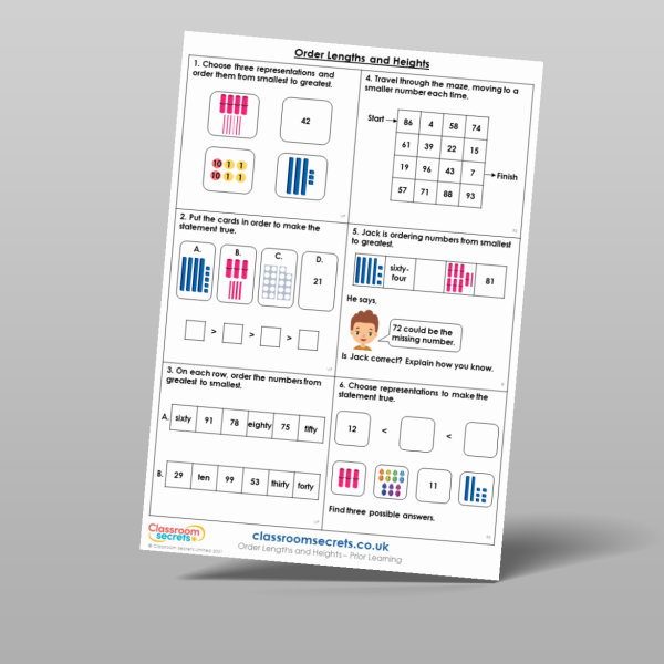 Year 2 Order Lengths And Heights Prior Learning Resource | Classroom ...