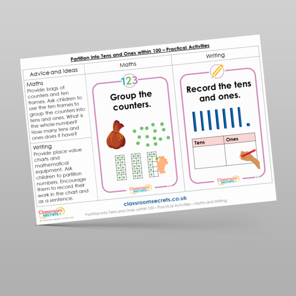 Year 1 Partition Into Tens And Ones Within 100 Practical Activities ...