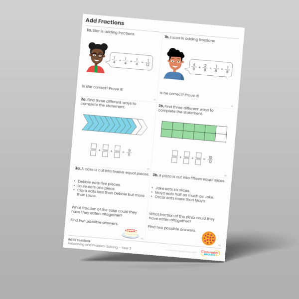 Year 3 Add Fractions Reasoning And Problem Solving 2 Resource ...