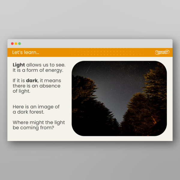 Year 3 What Are Light Sources Lesson Resource | Classroom Secrets