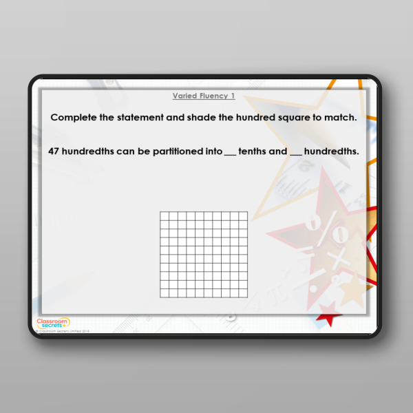 Year 4 Recognise Tenths And Hundredths Modelling Ppt Resource ...