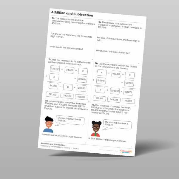 Year 6 Addition And Subtraction Reasoning And Problem Solving Resource ...