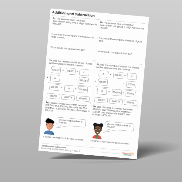 Year 6 Addition And Subtraction Discussion Problem Resource Classroom