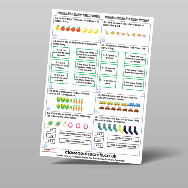 Year 6 Introducing The Ratio Symbol Varied Fluency Resource | Classroom ...