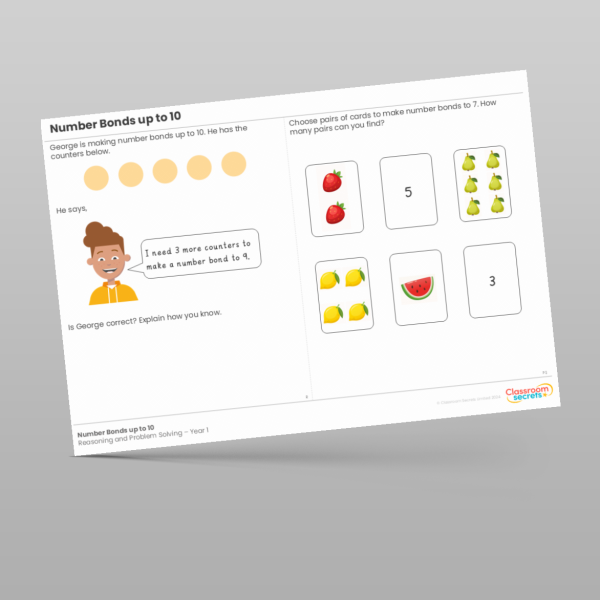 Year 1 Number Bonds Up To 10 Reasoning And Problem Solving Resource ...